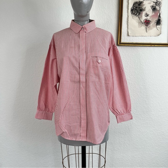 Wacoal | Tops | Wacoal Striped Poplin Oversized Pop On Button Top ...
